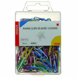 Esselte Paper Clip Plastic Coated 28mm Box 200 Assorted (Min Order Qty 2)