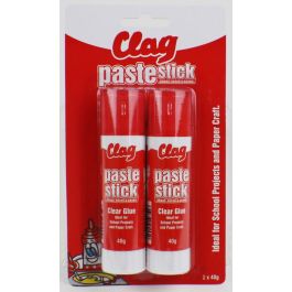 Clag Paste 40g Stick Card of 2 (Min Order Qty 10)